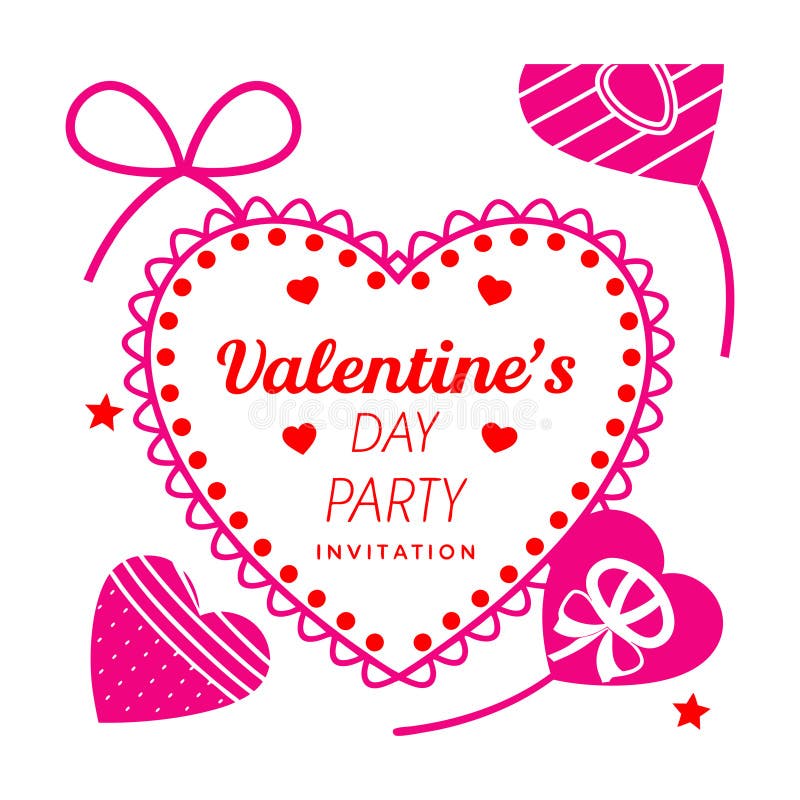 Heart with Ribbon. Invitation for Valentines Day Stock Vector ...