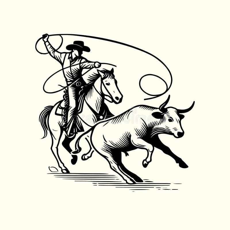 Vector cowboy calf roping stock vector. Illustration of undefined ...