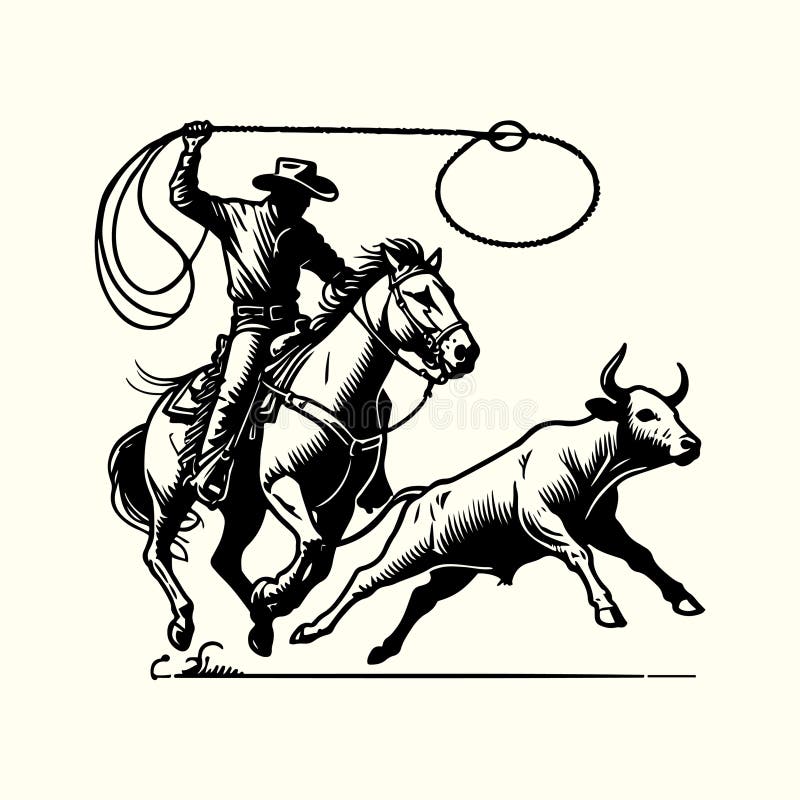 Vector cowboy calf roping stock vector. Illustration of undefined ...