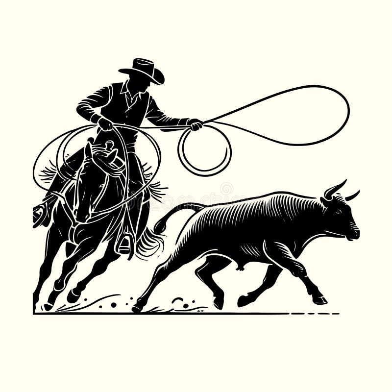 Vector cowboy calf roping stock vector. Illustration of lassoing ...