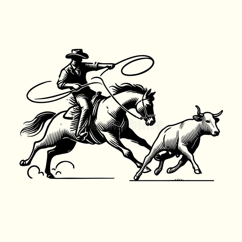 Vector cowboy calf roping stock vector. Illustration of clothing ...