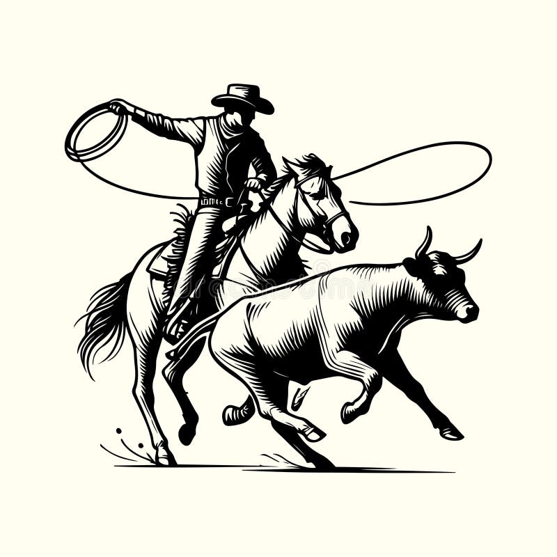 Vector cowboy calf roping stock vector. Illustration of calligraphy ...