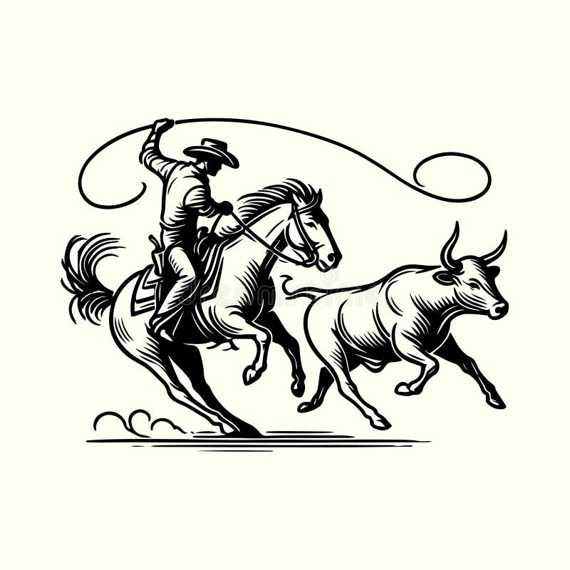 Vector cowboy calf roping stock vector. Illustration of horseshoe ...