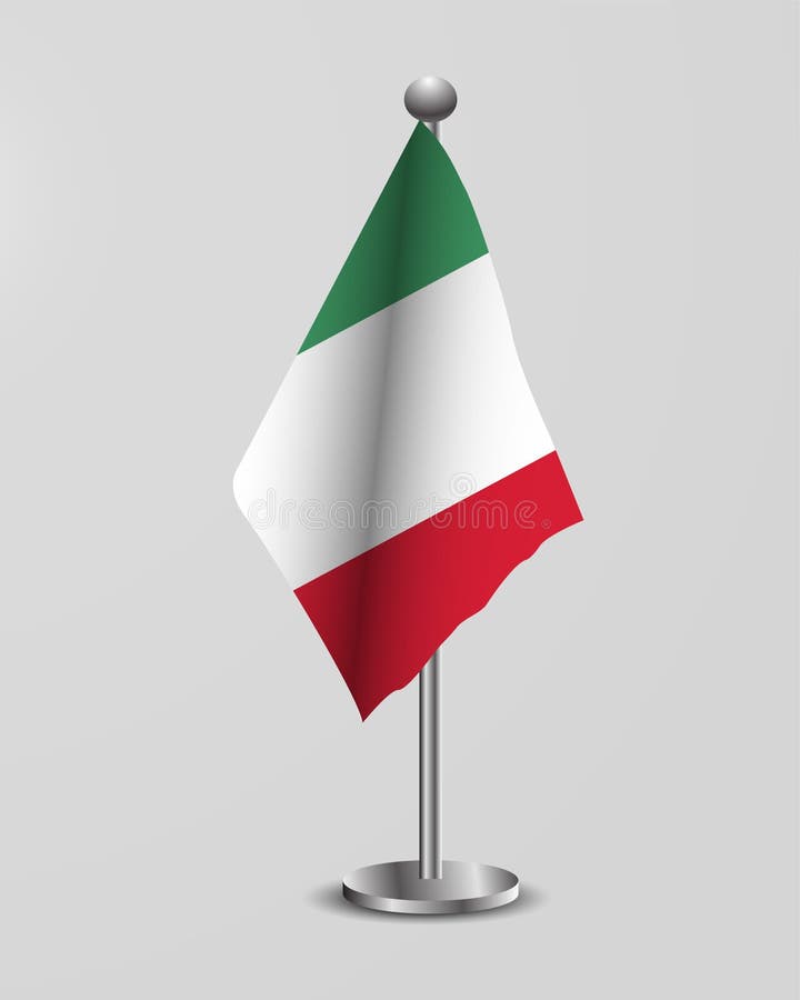 Italian National Flag on Stand. Stock Vector - Illustration of label ...