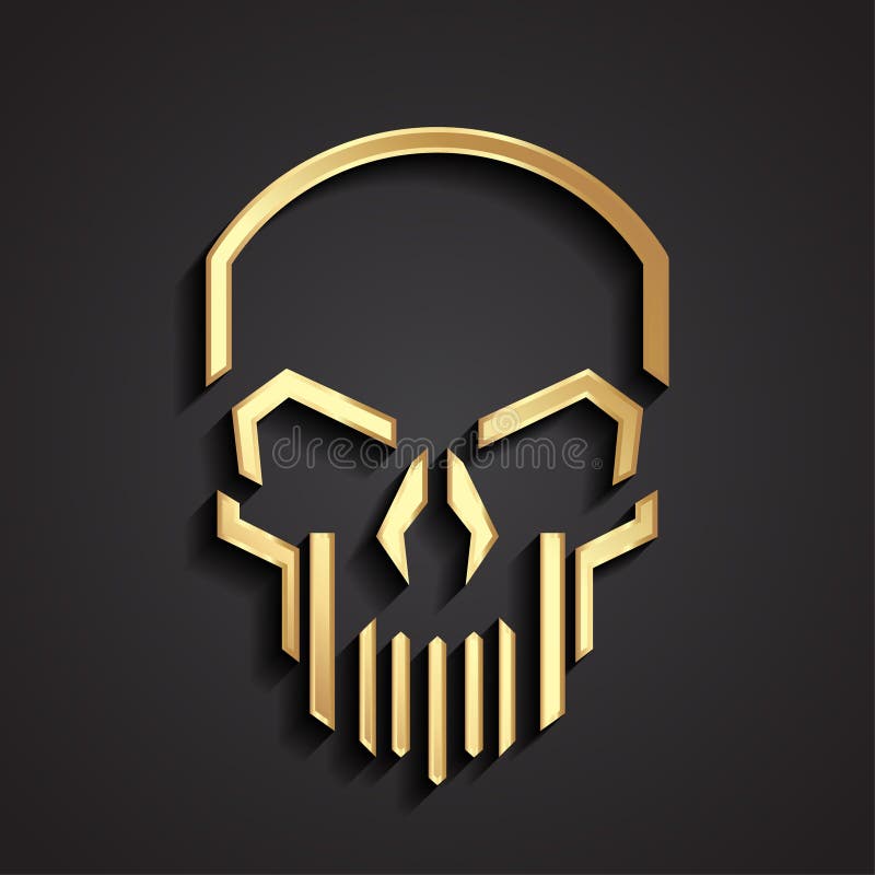 3d Gold Linear Geometric Tech Skull Logo Design Stock Vector ...