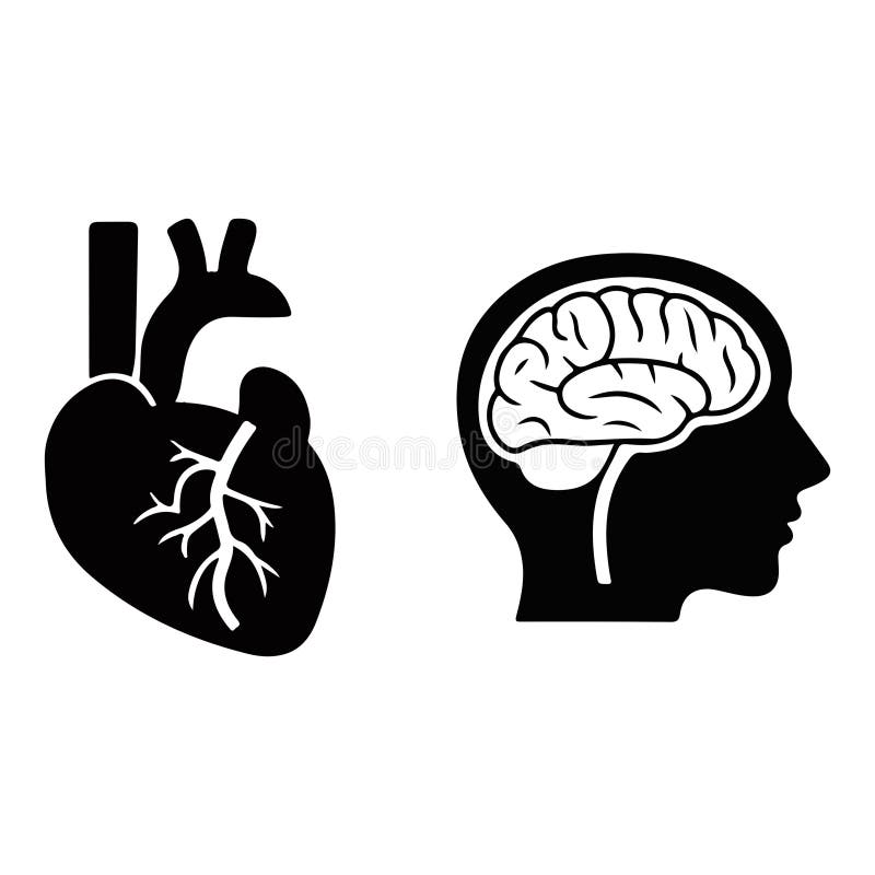 Human Heart and Brain Icon. Simple Illustration of Human Heart and ...