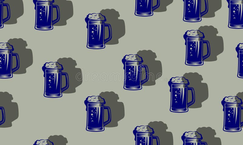 Seamless Pattern with Beer Mug and Shadow. Stock Vector - Illustration ...