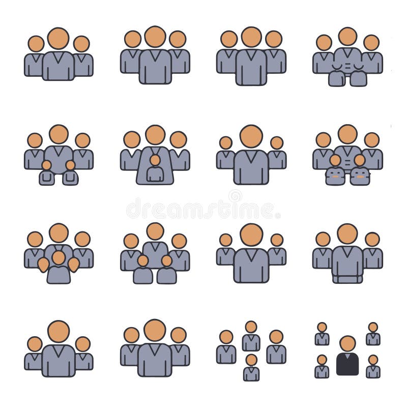 Business Teamwork and Partnership Icons Stock Vector - Illustration of ...