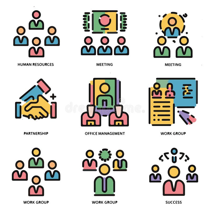 Business Meetings and Seminars Icons Stock Vector - Illustration of ...