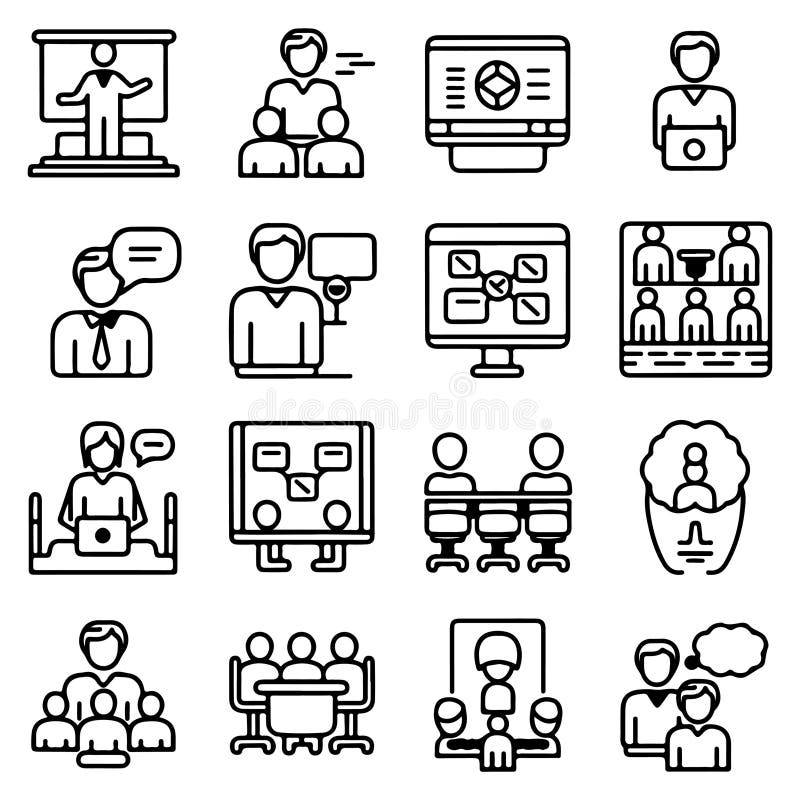 Business Meetings and Seminars Thin Line Icons - Editable Stroke Stock ...