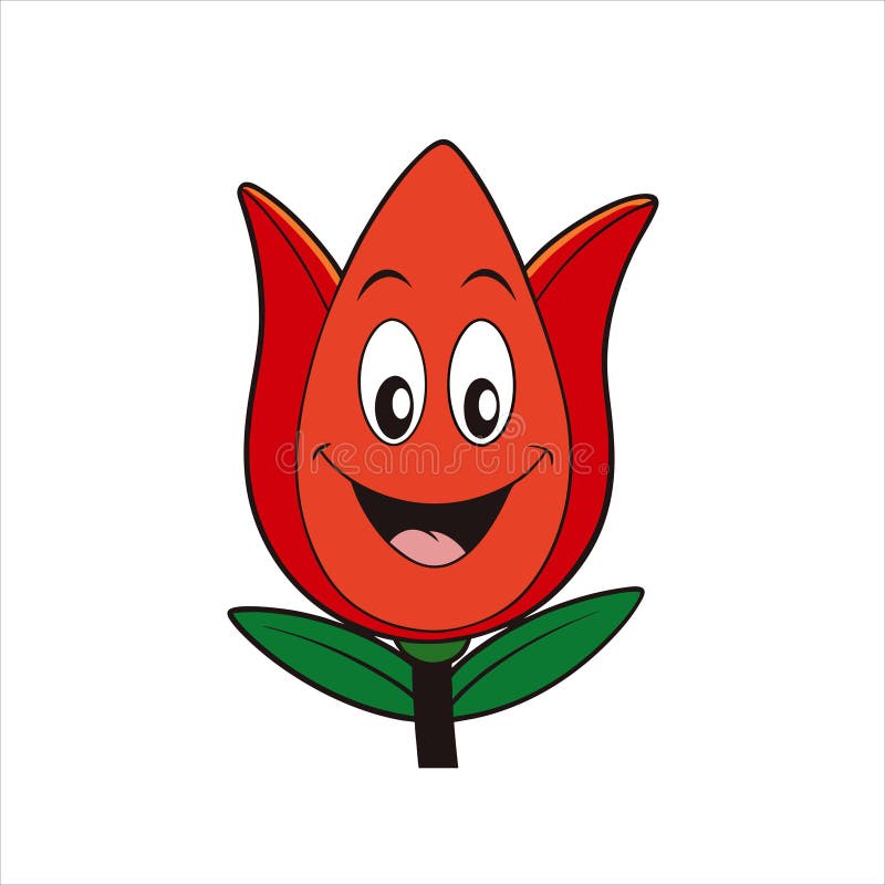 Cheerful Smiling Tulip Character Cartoon Vector Art Stock Illustration ...