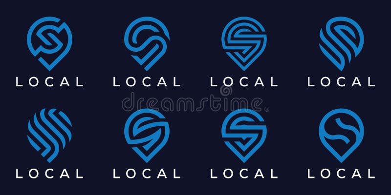 Collection of Letter S Local Map Pin Logo Design Graphic Vector Stock ...