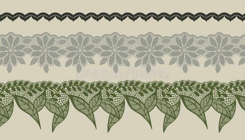 Hollow Lace Trim with Three Different Colors and Leaf Patterns Stock ...