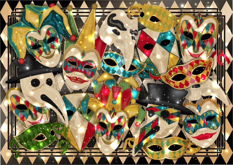 Vip Carnival Mask Card in Art Deco Style, Vector Stock Vector ...