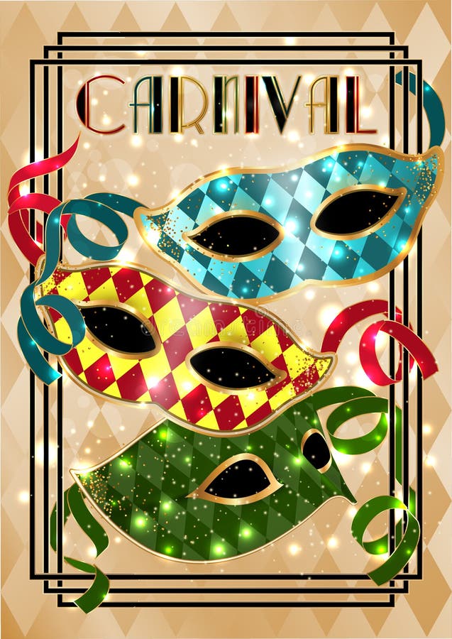 Happy Carnival Mask Art Deco Style , Vector Stock Vector - Illustration ...
