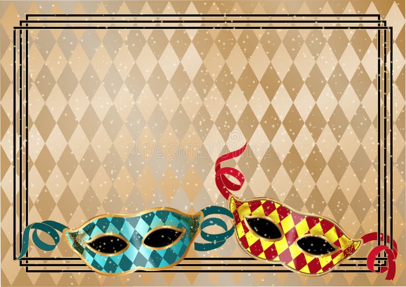 Carnival Mask Invitation Card Art Deco Style , Vector Stock Vector ...