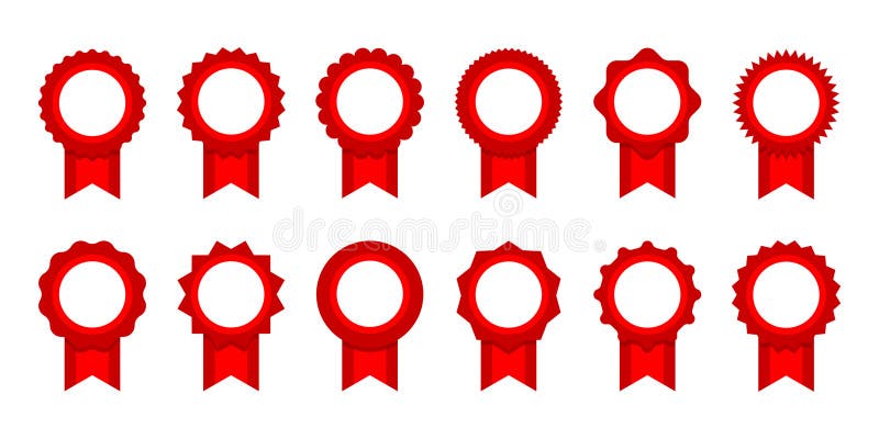Red Ribbon and Banner. Medal Set with Ribbon. Red Award Badges Stock ...