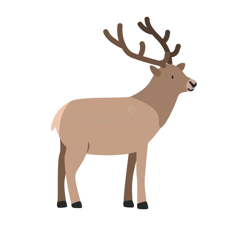 Elk Cartoon Clipart. Elk or Wapiti Vector Illustration in Flat Style ...