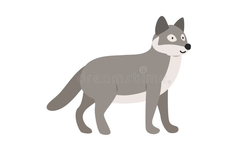 Grey Wolf Cartoon Clipart. Gray Wolf Vector Illustration in Flat Style ...