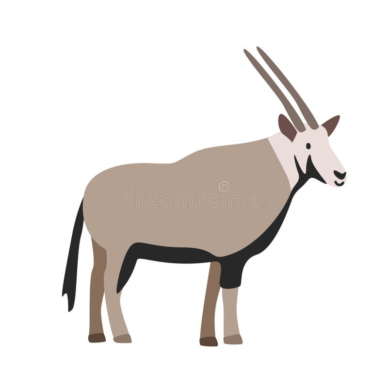 Oryx Beisa Cartoon Clipart. Antelope East African Oryx Vector ...