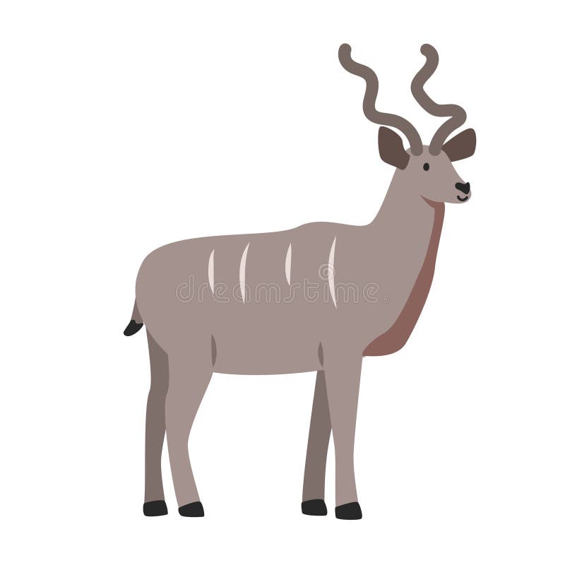 Kudu Cartoon Clipart. Antelope Greater Kudu or Lesser Kudu Vector ...
