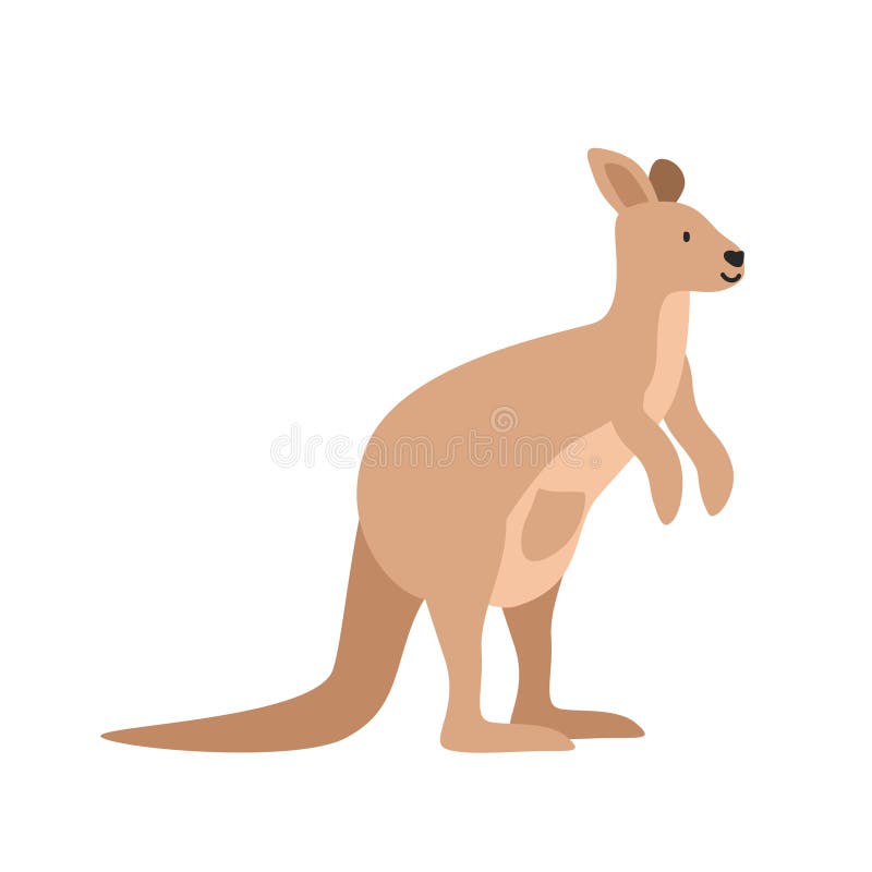 Kangaroo Cartoon Clipart. Kangaroo Vector Illustration in Flat Style ...