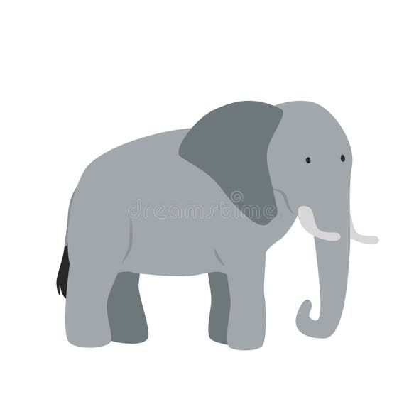 Gray Elephant Cartoon Clipart. Elephant Vector Illustration in Flat ...