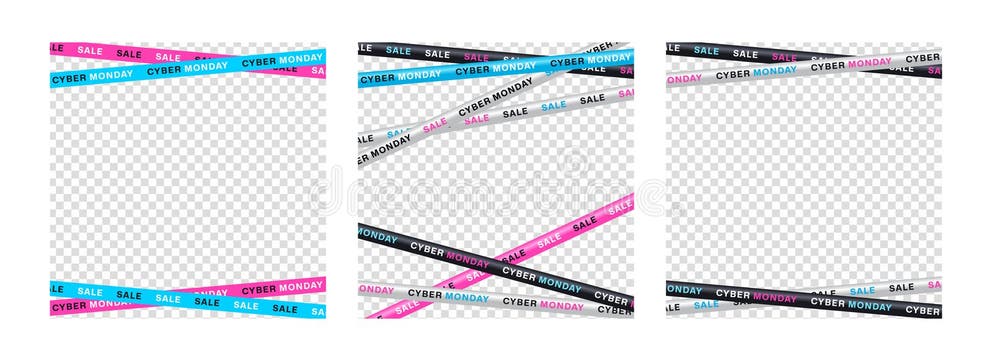 Cyber Monday Sale Tape Design Template with Blue, Pink Crossing Tapes ...