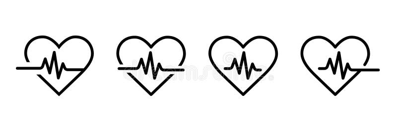 Heart Pulse Icon Set. Heartbeat Icons Set. Heart and Pulse Icon Vector ...