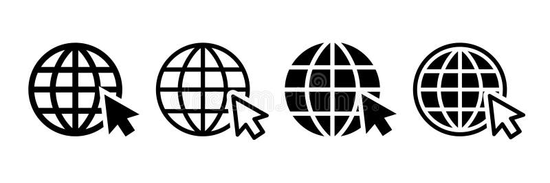 Web Icon Set. Click To Go Website. Globe with Arrow. Internet Icon. Web ...
