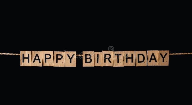 Rustic Happy Birthday Banner on Black Background Stock Illustration ...
