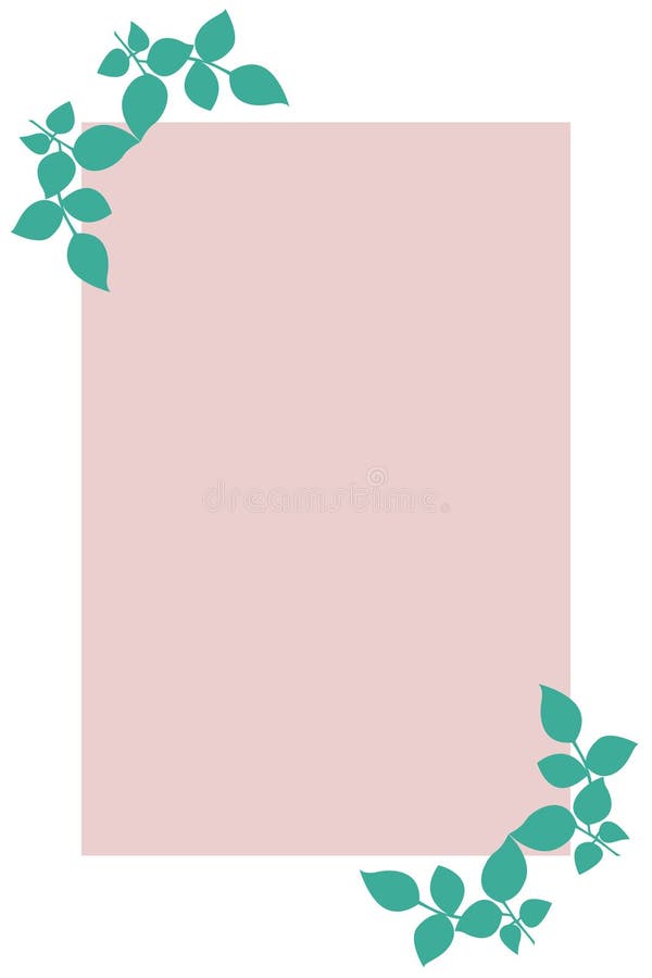 Corner Border Design Concept of Green Leaves with Pink Slide Isolated ...