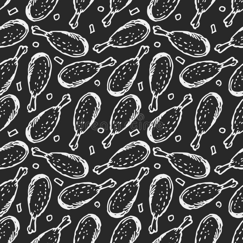 Seamless Pattern with Chicken Legs. Meat Background. Doodle Chicken ...