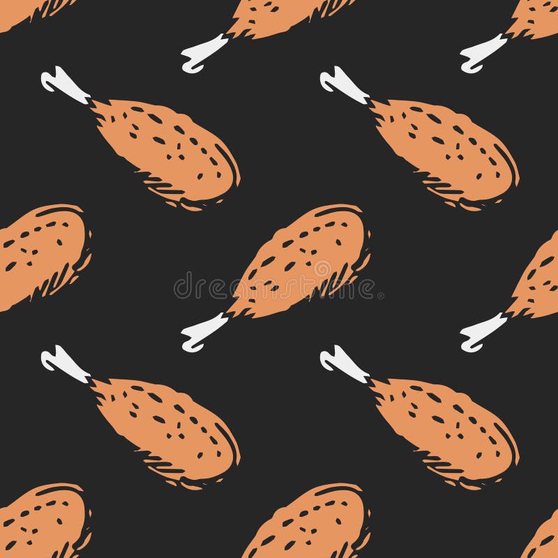 Seamless Pattern with Chicken Legs. Meat Background. Doodle Chicken ...