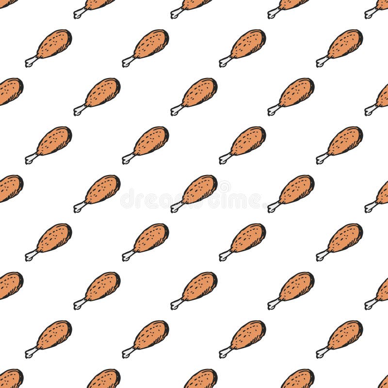 Seamless Pattern with Chicken Legs. Meat Background. Doodle Chicken ...