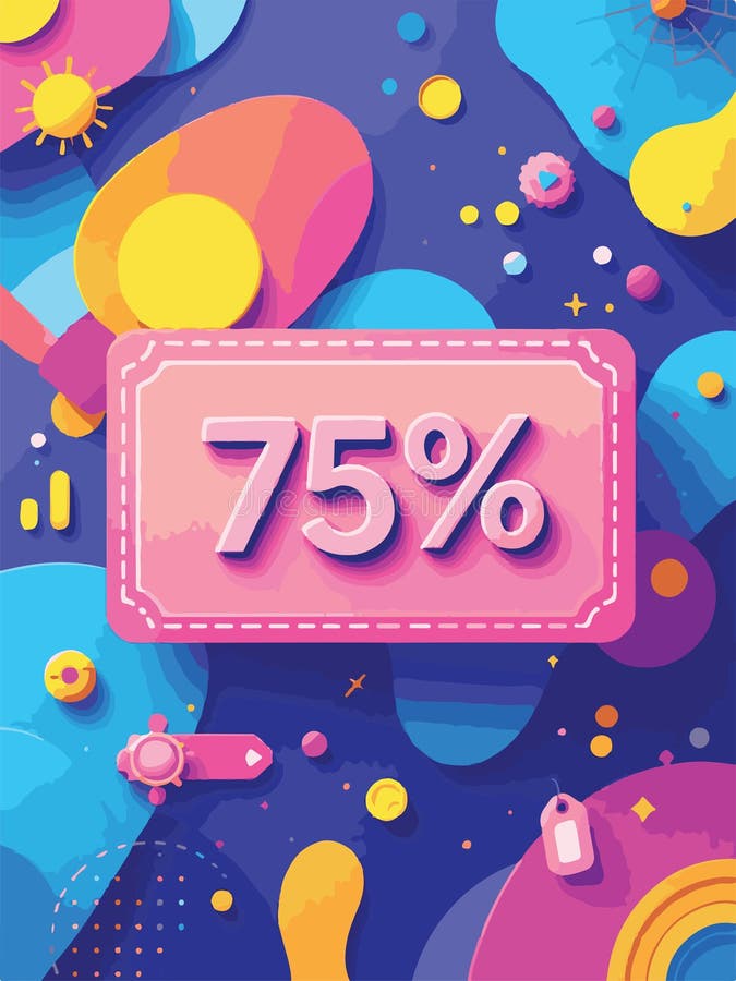 Vibrant 75 Discount Coupon Design with Colorful Abstract Background ...