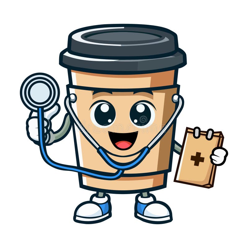 Charming Coffee Cup Doctor Mascot for Healthcare Concepts with ...