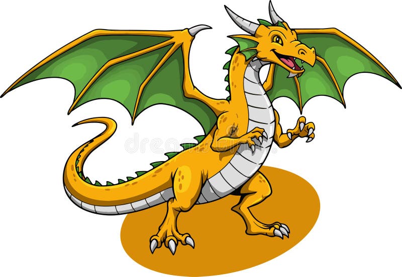Cartoon Dragon with Spread Wings, Ready for Adventure Stock Vector ...