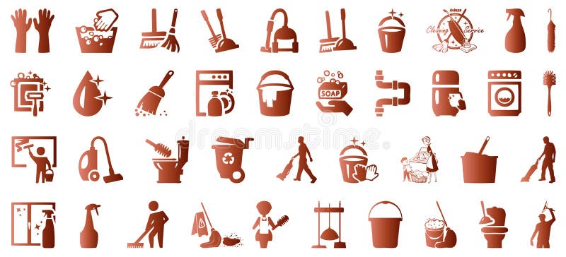 Cleaning Service Icon Bundle Stock Vector - Illustration of house ...