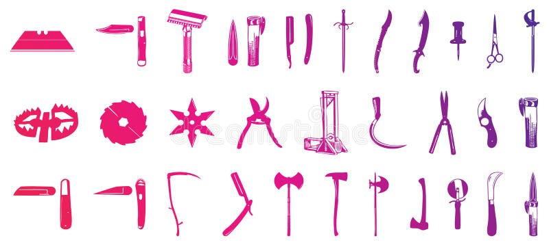 Sharp Tool and Equipment Icon Collection Stock Illustration ...