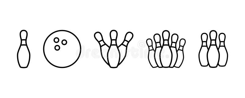 Bowling Icon Set. Bowling Ball and Pin Icon. Bowling Outline, Sports ...