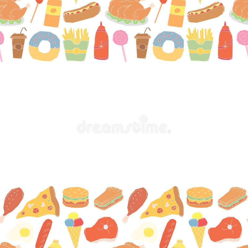Fast Food Frame. Doodle Fast Food Background Stock Vector ...