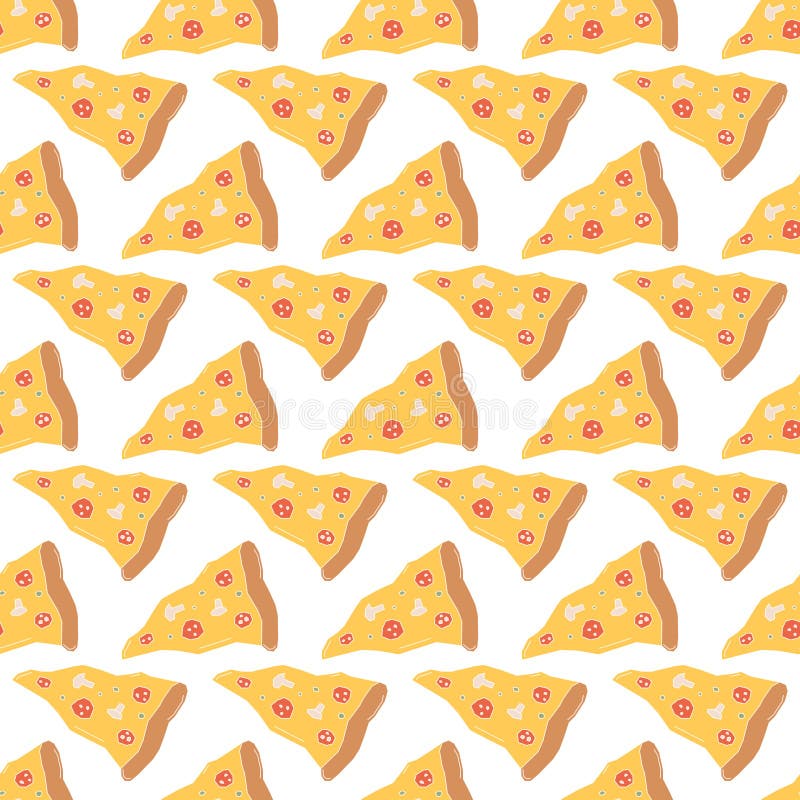Seamless Pizza Pattern. Doodle Pizza Background. Fast Food Pattern ...