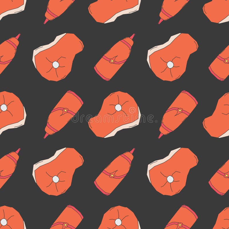 Seamless Steak Pattern. Drawn Meat Background Stock Vector ...