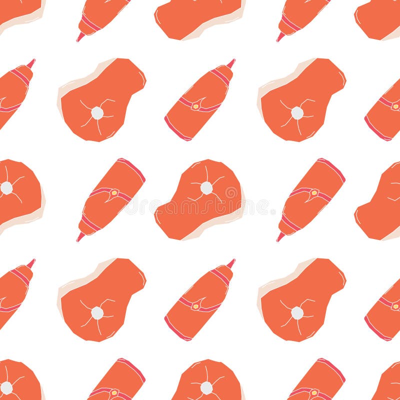 Seamless Steak Pattern. Drawn Meat Background Stock Vector ...