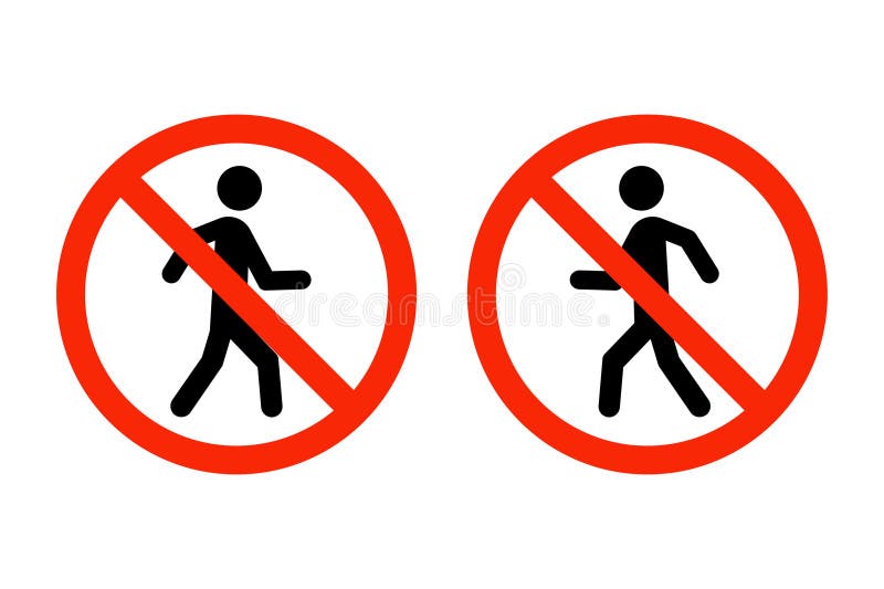 Pedestrian Prohibition Sign Vector. Don T Walk Icon. No Walk Icon Set ...