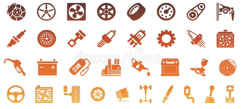 Auto parts icon collection stock illustration. Illustration of ...