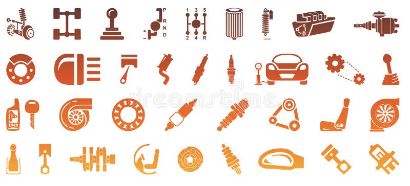 Auto parts icon collection stock illustration. Illustration of tire ...