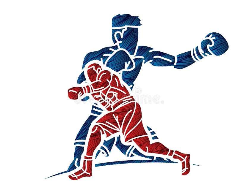 Group of Boxer Boxing Sport Mix Kickboxing Action Cartoon Graphic ...