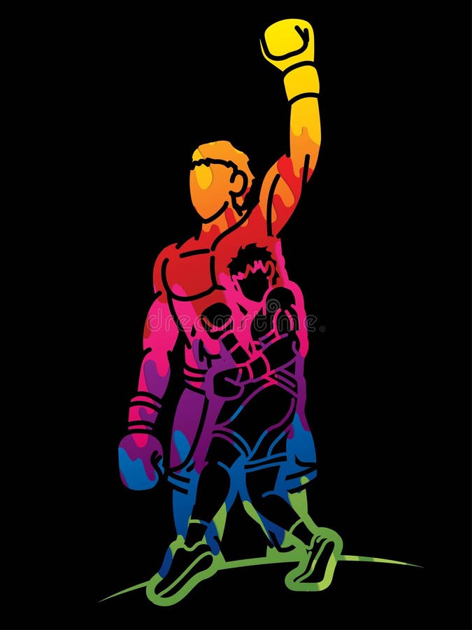 Group of Boxer Boxing Sport Mix Kickboxing Action Cartoon Graphic ...